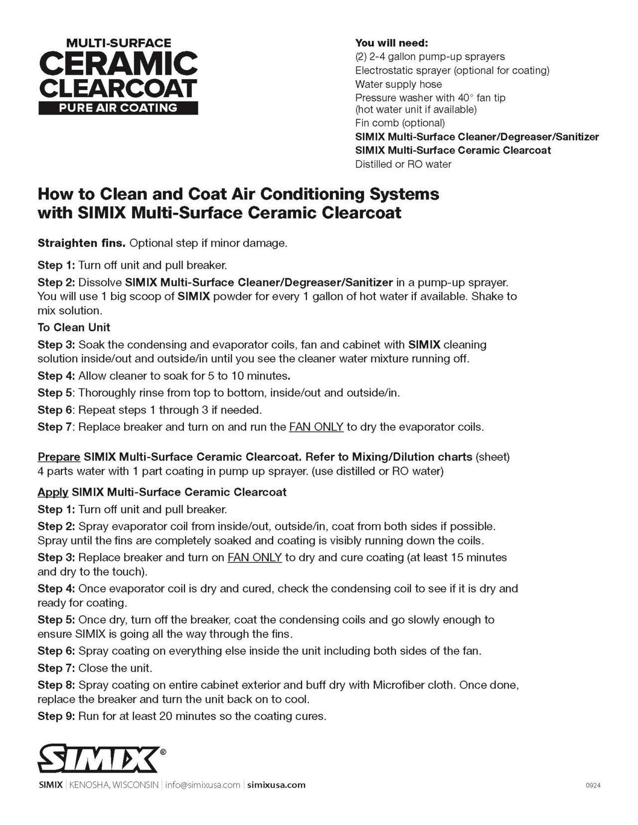 SIMIX Metric Instruction Sheets - SIMIX USA